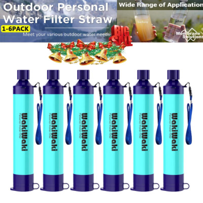 Portable Personal Water Filter Straw 4-Stage 1-6 Pk For Hiking,Camping ...
