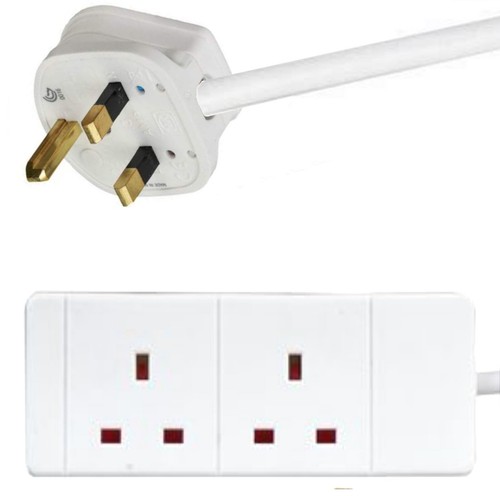 1 x Non-Standard T-Shaped Earth 13A UK Plug Adaptor to 2G SOCKET, White ...