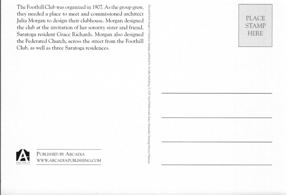 *California Postcard-"The Foothill Club" (Organized 1907) *Saratoga,CA ...