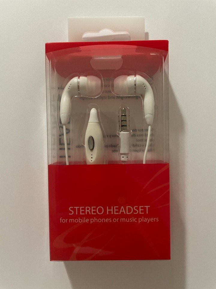 White 3.5mm Stereo Earphones Remote Control with Mic. Handsfree Headset ...