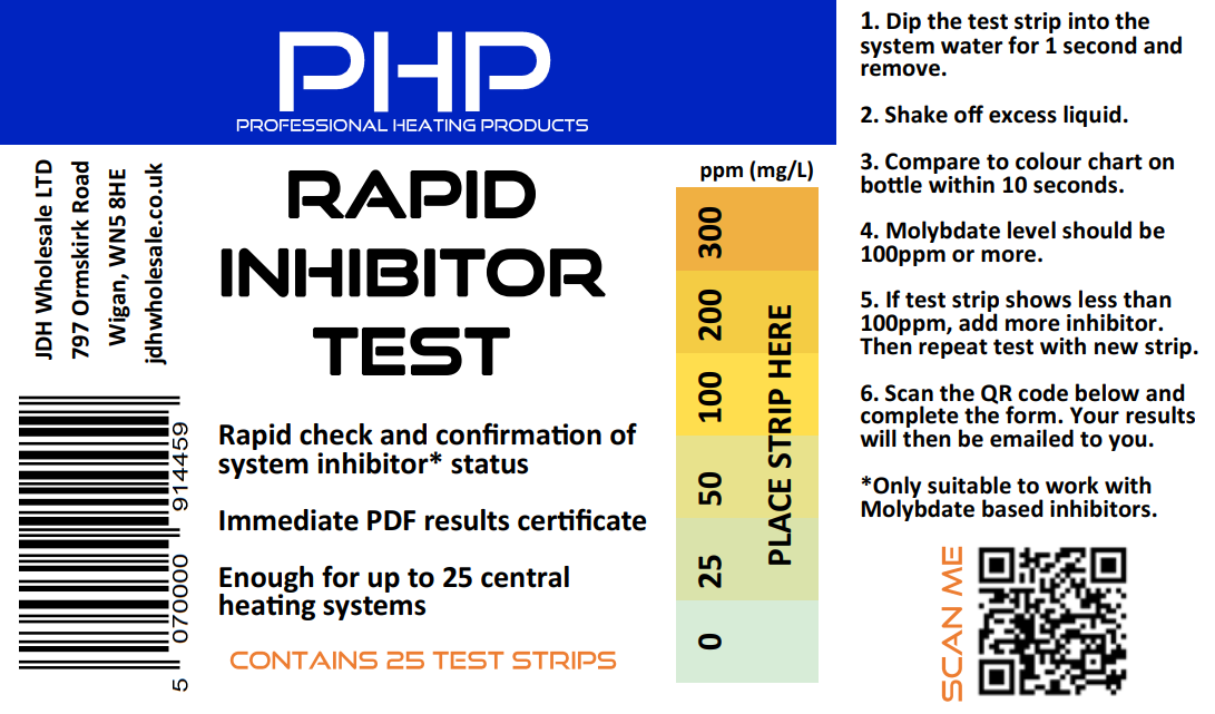 PHP Rapid Inhibitor Test Kit for Central Heating & Underfloor + PDF ...