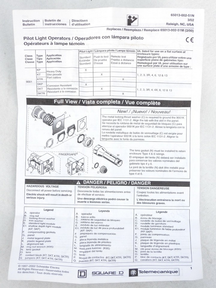 NOS TELEMECANIQUE 9001KM35LR INDUSTRIAL RED LED PILOT LIGHT MODULE 24 ...