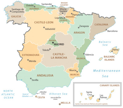 Spain Administrative Province Map GLOSSY POSTER PICTURE PHOTO PRINT ...