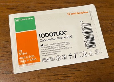 Iodoflex Cadexomer Iodine Pad BOX of 5.. 5gm Wound Dressing 1.6" x 2.4 ...