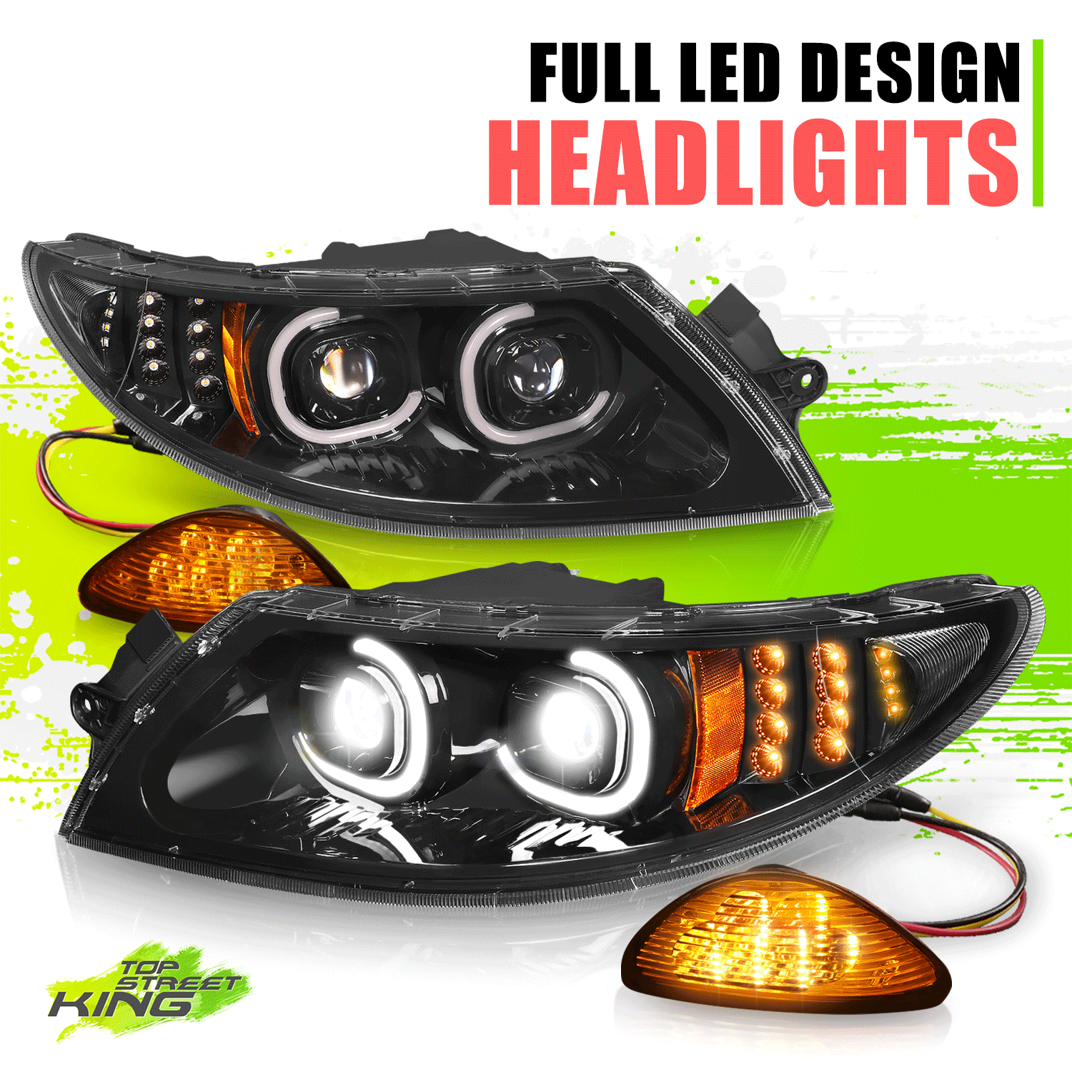 Dual LED DRL Projector Headlight+Side Marker for International 4300 02 ...