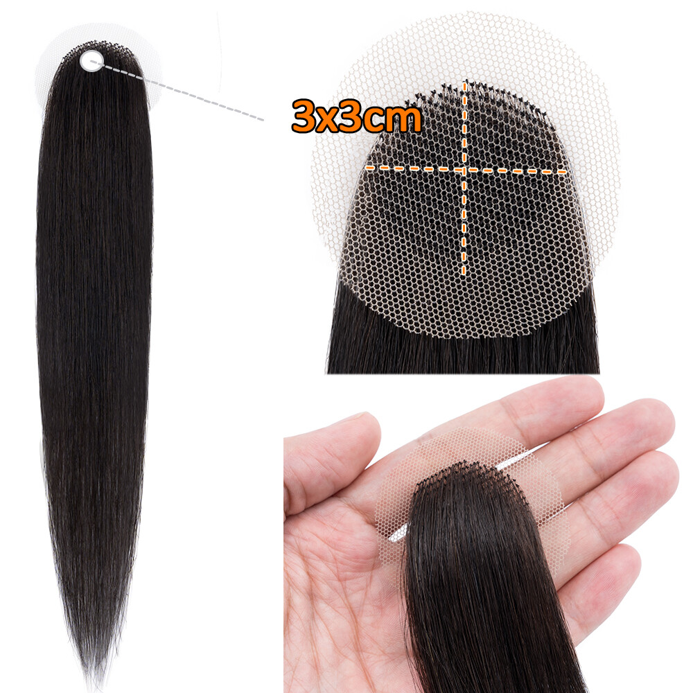100% Remy Cover-up Tape Human Hair Patches Hairpiece Topper for ...