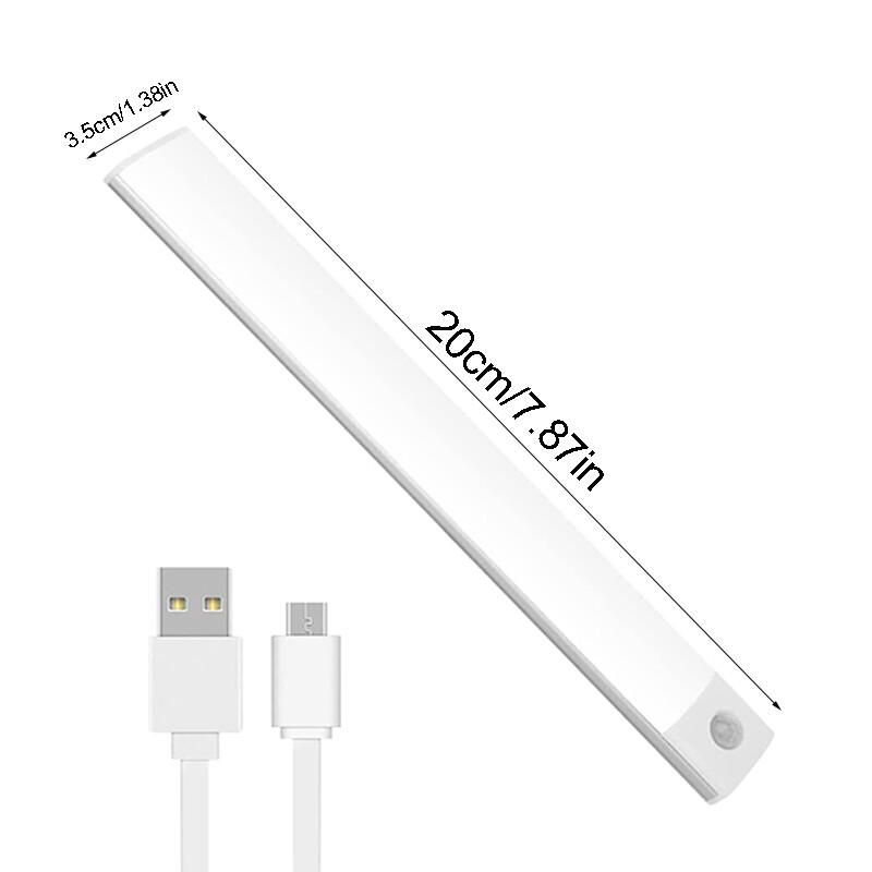LED Motion Sensor Under Cabinet Closet Light USB Rechargeable Kitchen ...