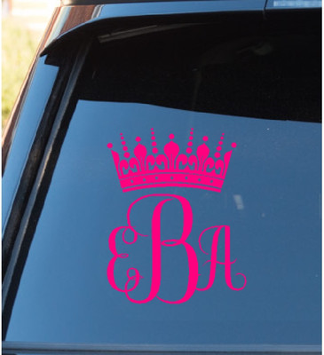 Monogram Initials & Princess Crown Decal Vinyl Sticker Car Truck Decal ...