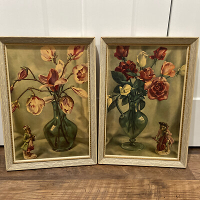 Vintage Roses Magnolias and Musical Monkey Framed Prints - Set of 2 ...
