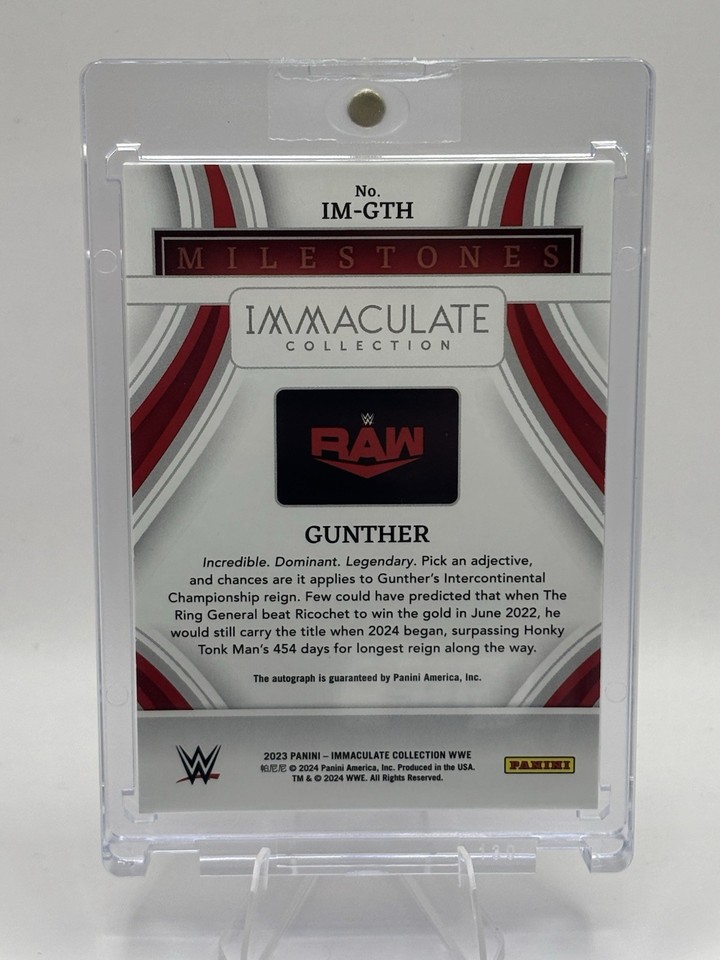 2023 Panini WWE Immaculate Gunther #IM-GTH Milestones On Card Autograph ...