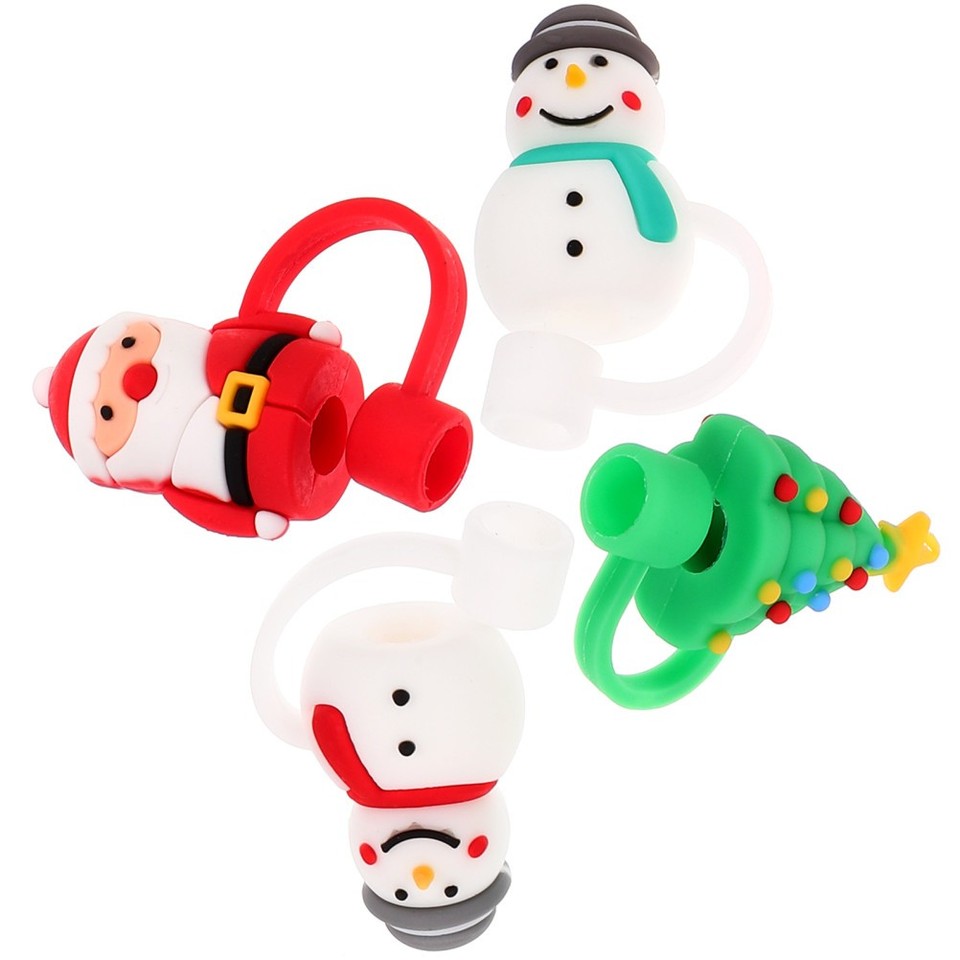 4 Pcs Straw Decoration Dust Plug Cute Toppers Reusable Drinking Tips ...