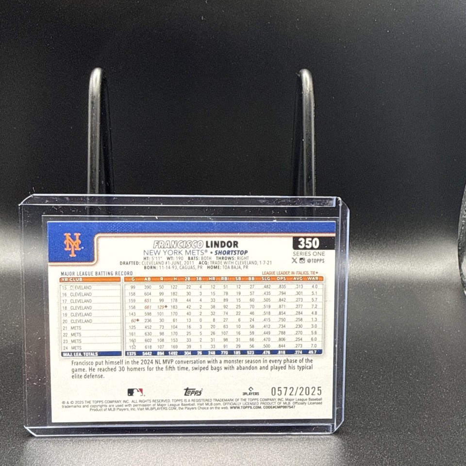 2025 Topps Series 1 - Francisco Lindor #350 Gold /2025 New York Mets | eBay