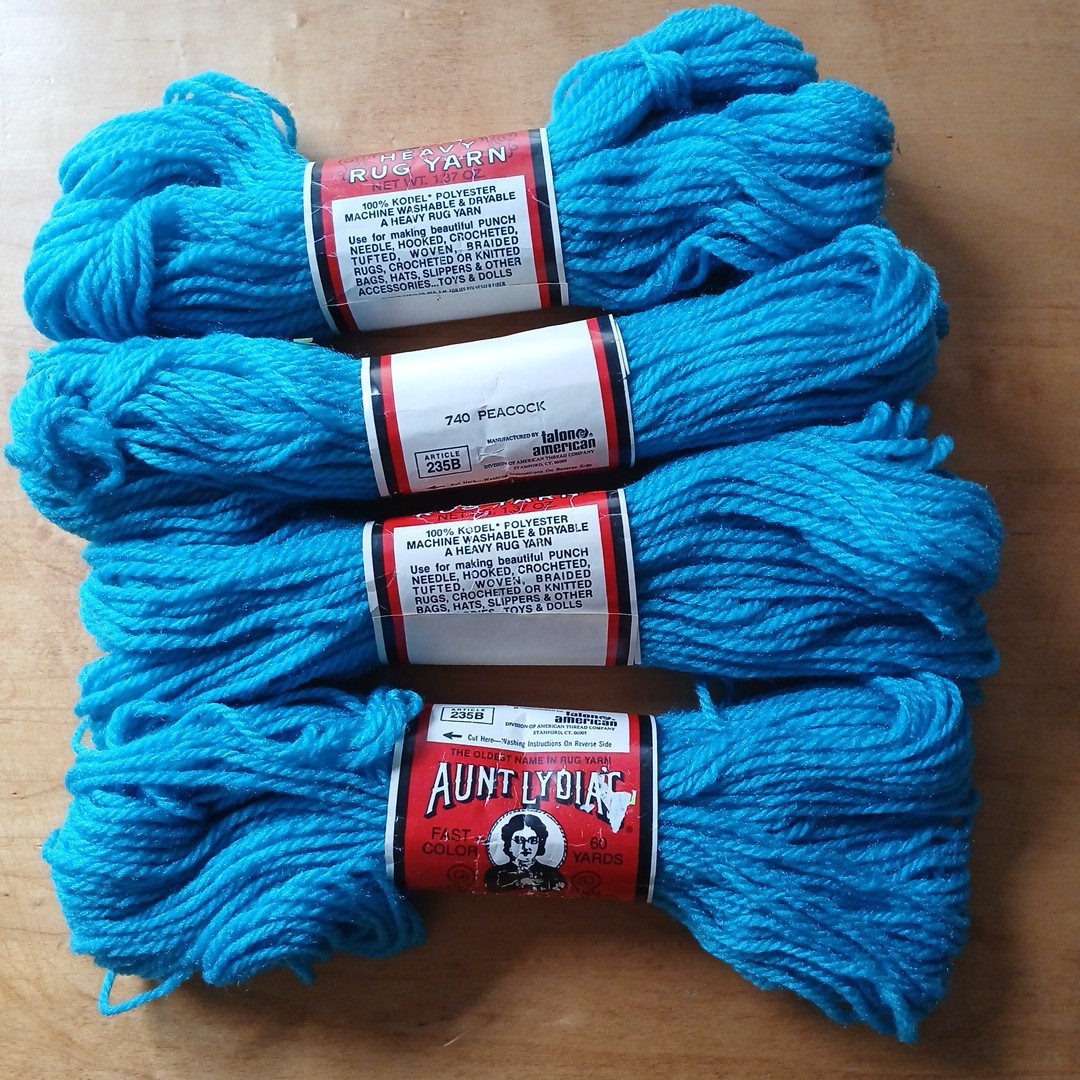 Lot of 4 Aunt Lydia's Heavy Rug Yarn PEACOCK 740 100% Kodel Polyester ...
