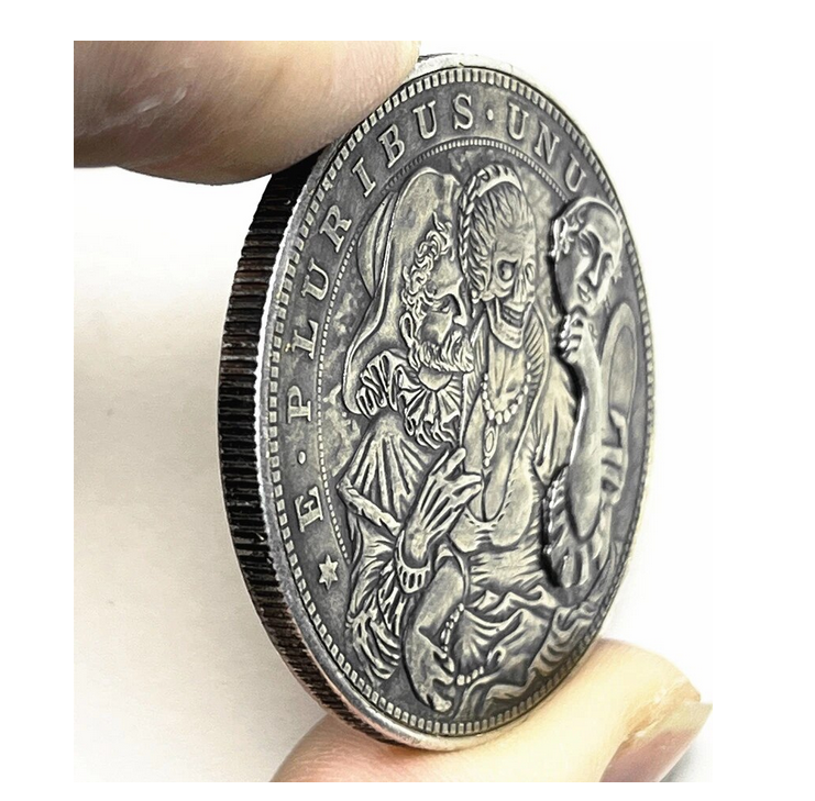 Roman Booteen Moving Coin Woman Mask Mechanical Silver 2 Face US Hobo ...