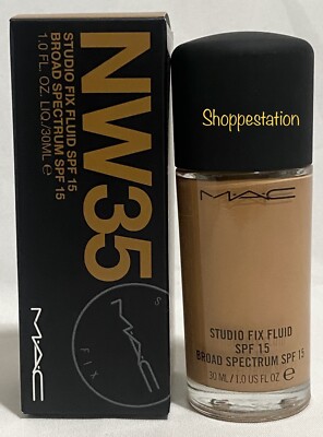 MAC Studio Fix Fluid SPF15 Foundation Shade NW35 Tawny Beige 30ml New ...