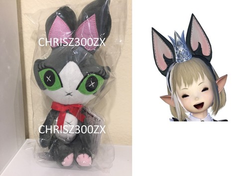 final Fantasy XIV Cait Sith Doll Plush Figure Plushie + Cat Ears Head ...