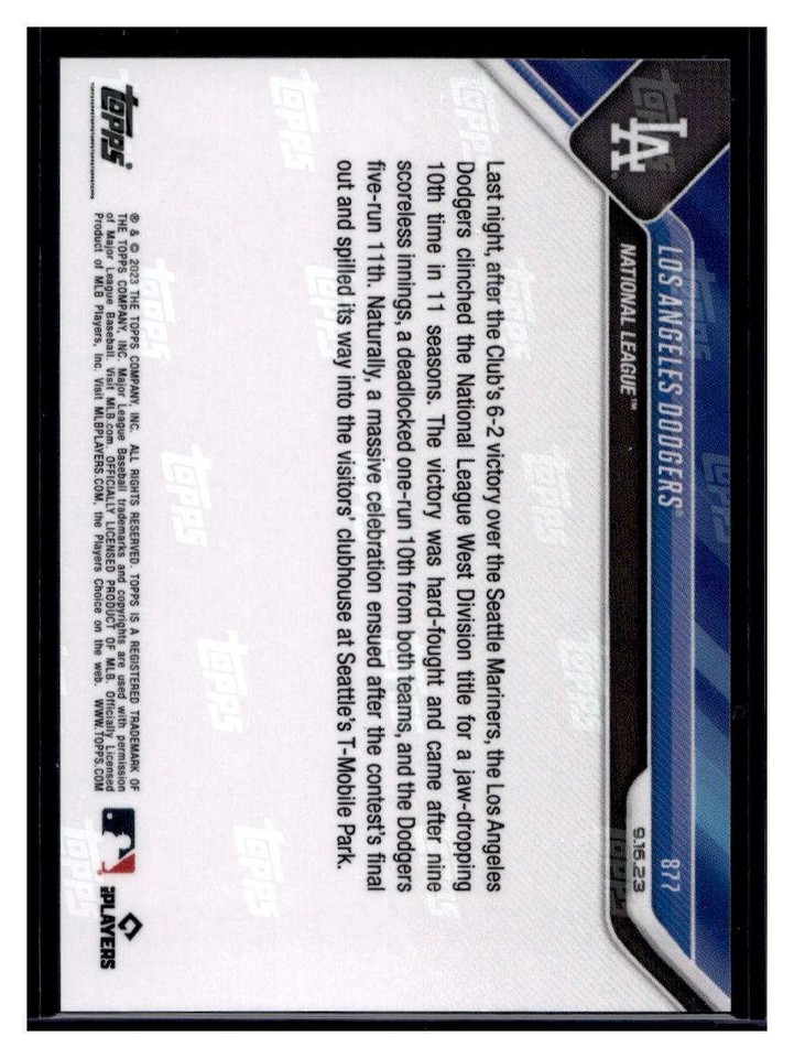 2023 Topps Now #877 Los Angeles Dodgers Blue Parallel Card #d 31/49 | eBay