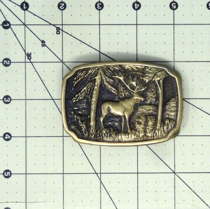 Bull Moose Brass Belt Buckle Hunter Sportsman Spirit Animal Vtg 80s BTS ...