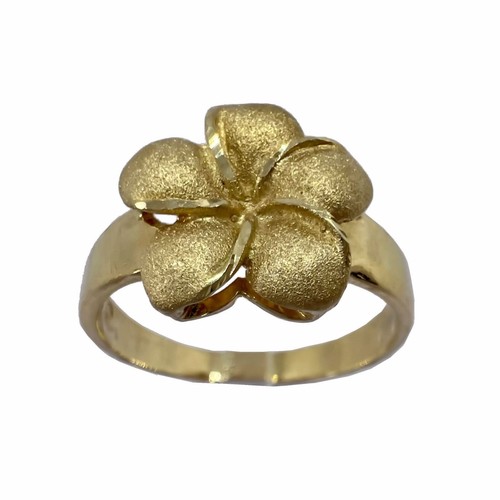 Solid 14K Yellow Gold Hawaiian Plumeria Flower Ring Size 9.5 from Maui ...