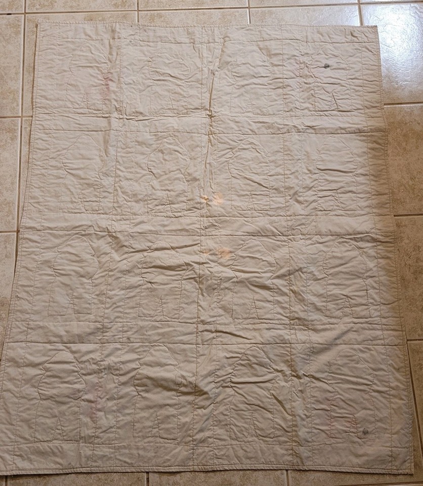 Vintage Tattered Farmer Overall Sam Quilt 50" x 40" Homemade Handmade ...