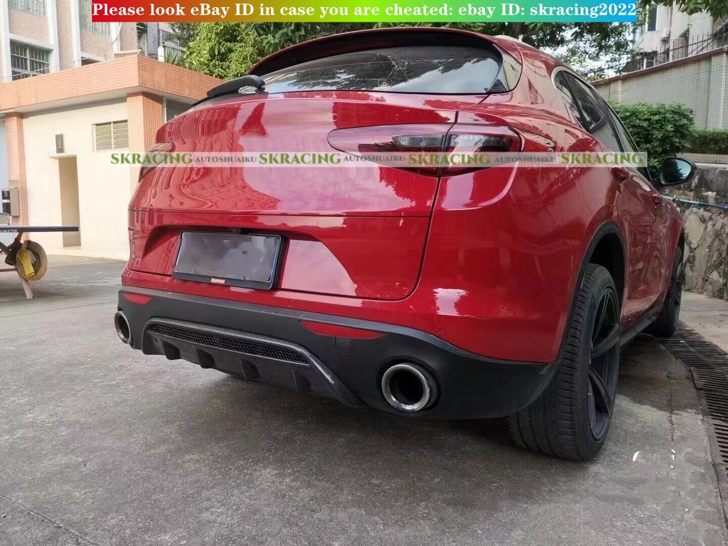 Carbon Fiber Rear Bumper Diffuser Spoiler Refit For Alfa Romeo Stelvio ...