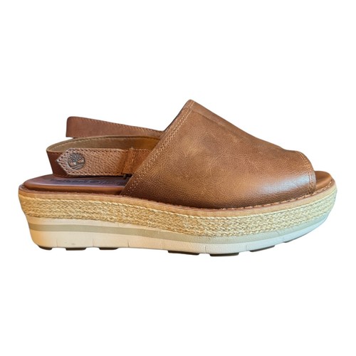 Timberland Leather Slingback Sandal Womens Size 6 Brown Platform Open ...