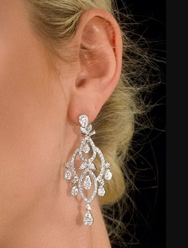 4.00ct Natural round diamond 14k BIS Hallmarked white gold dangler ...