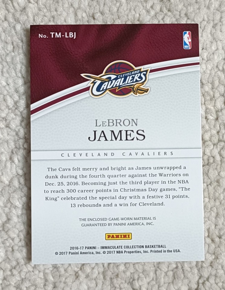 2016-17 Panini Immaculate LeBron James Triple Materials GU Patch /99 | eBay