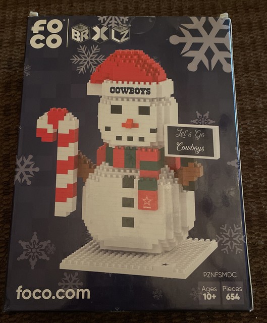 FOCO NFL Dallas Cowboys Holiday Christmas Snowman 654 pc LEGOs Set for ...