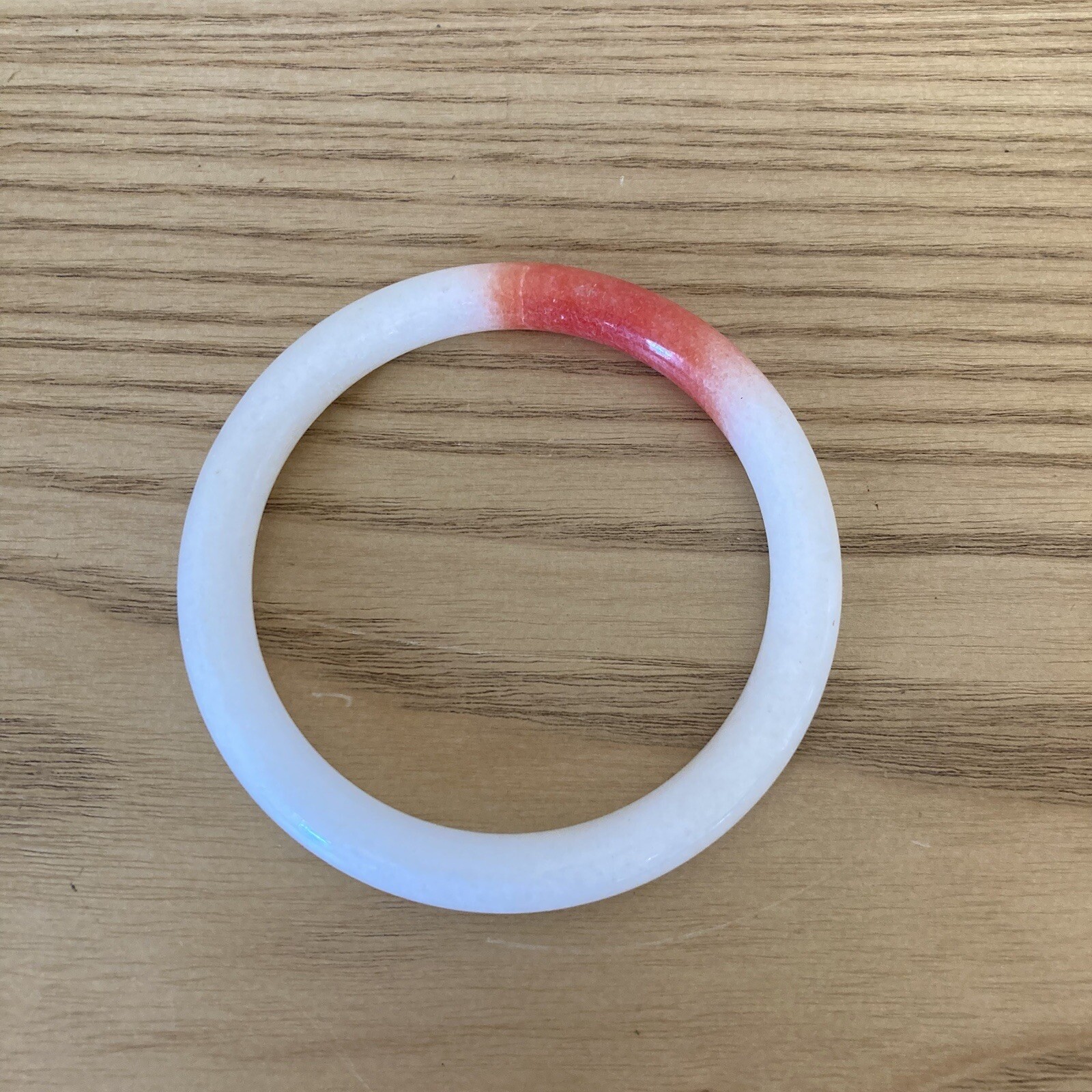 Vintage Jade Bangle White Blood Red Bracelet - Gem