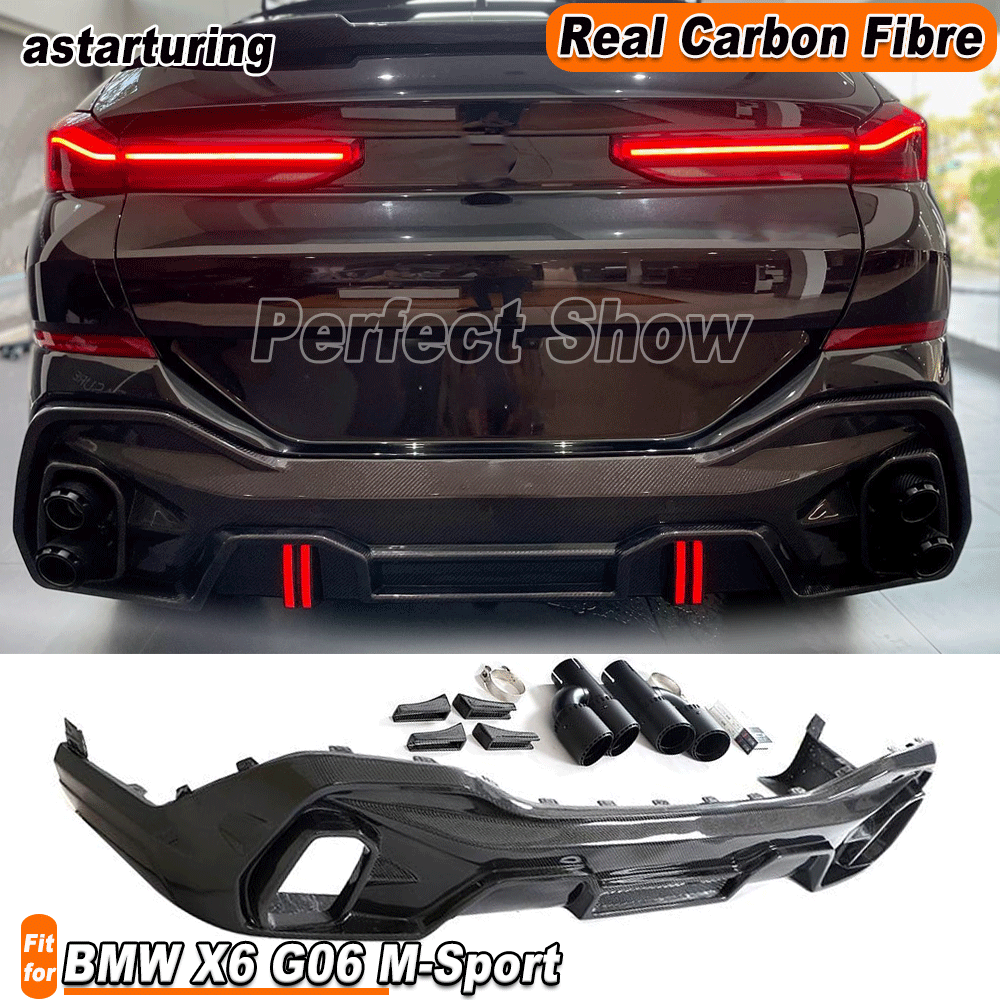 For BMW X6 G06 M-Sport 2020+ Carbon Fiber Rear Bumper Diffuser Lip W ...