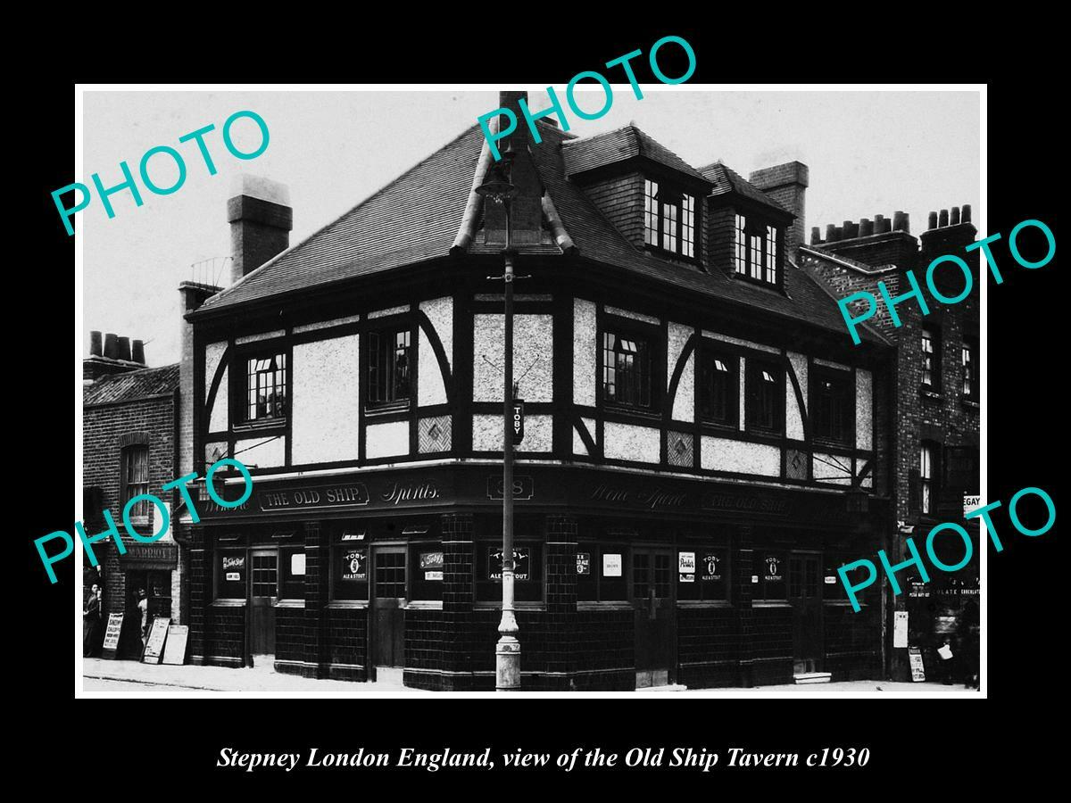 OLD POSTCARD SIZE PHOTO STEPNEY LONDON ENGLAND THE OLD SHIP TAVERN ...