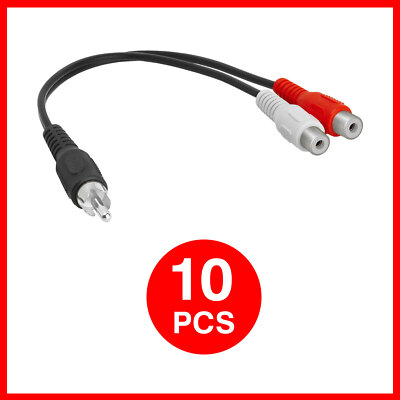 10 Pack RCA Splitter 6 inch RCA Male to 2 RCA Female Dual RCA Y Cable ...