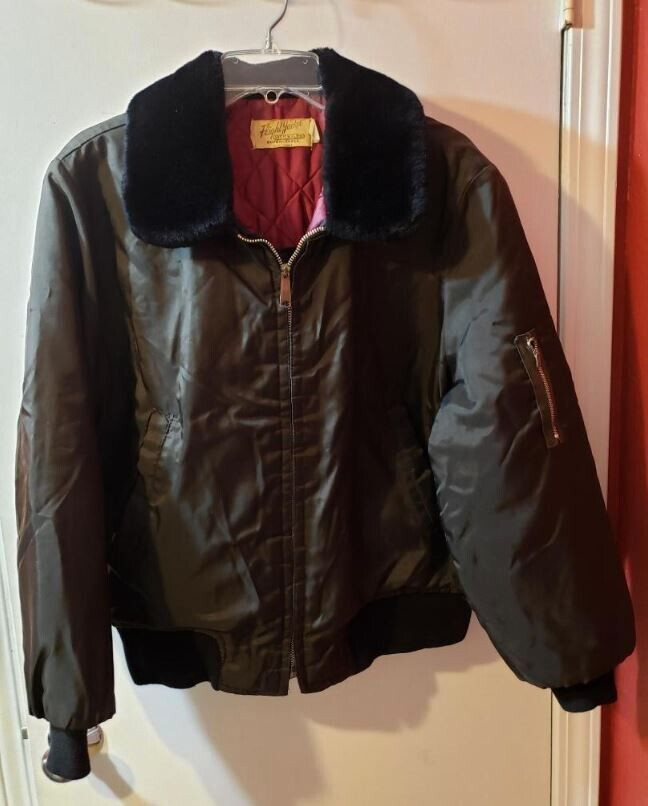 VINTAGE 40s WWII FLIGHT BOMBER JACKET BLACK AUTHENTIC… - Gem