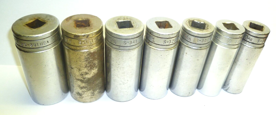 LOT OF 7 SNAP ON TOOLS 1/2" DRIVE DEEP SOCKETS 12 POINT 13/16" - 1 3/16 ...