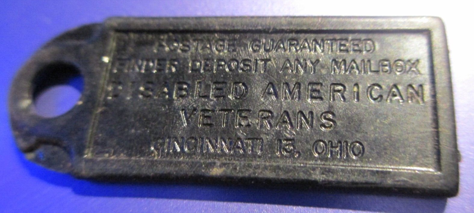 1963 MASSACHUSETTS Keychain Key Fob License Plate Tag Disabled American ...