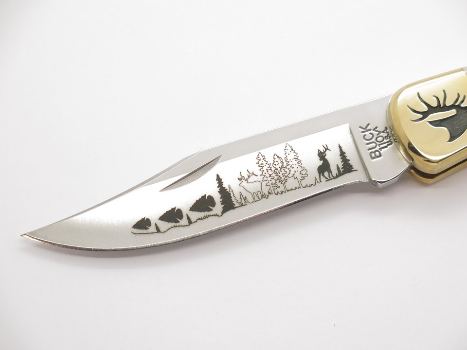 Custom Brian Yellowhorse Buck 110 Elk Scene Lockback Folding Hunter ...