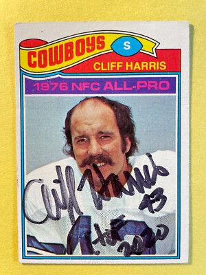 SIGNED CLIFF HARRIS 1977 TOPPS FOOTBALL CARD AUTOGRAPH - COWBOYS - HOF ...