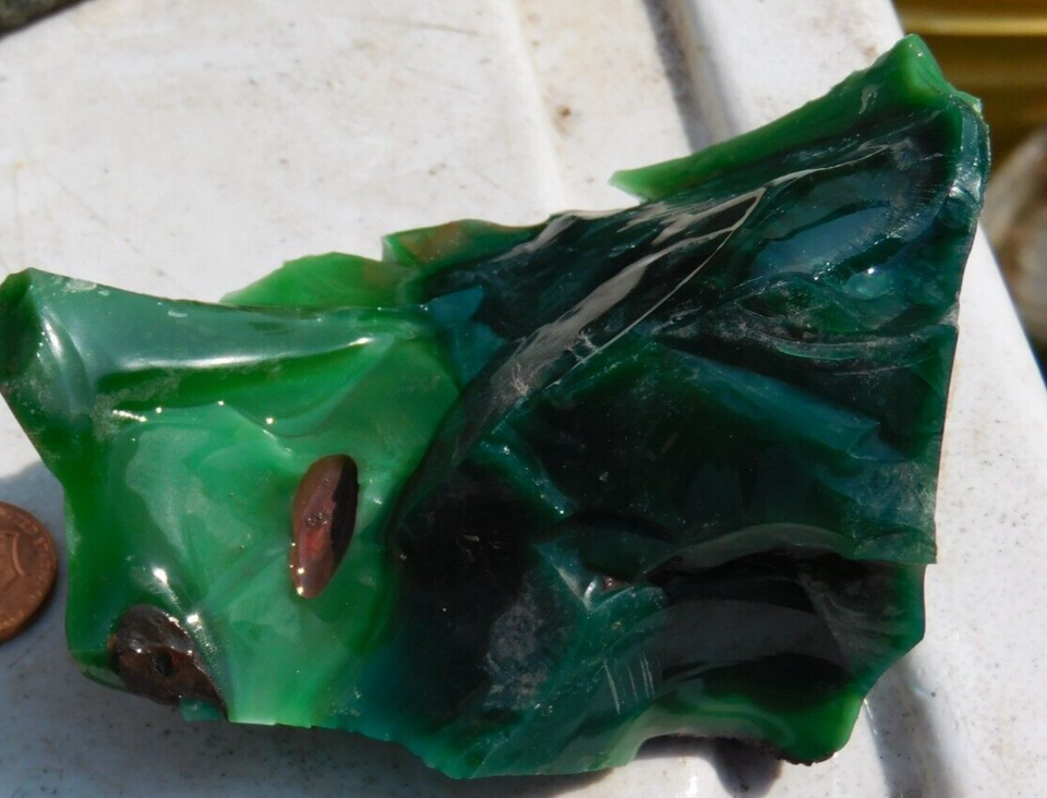 9.8oz Light/Dark Green Pretty Antique Recycled Slag Glass from ...