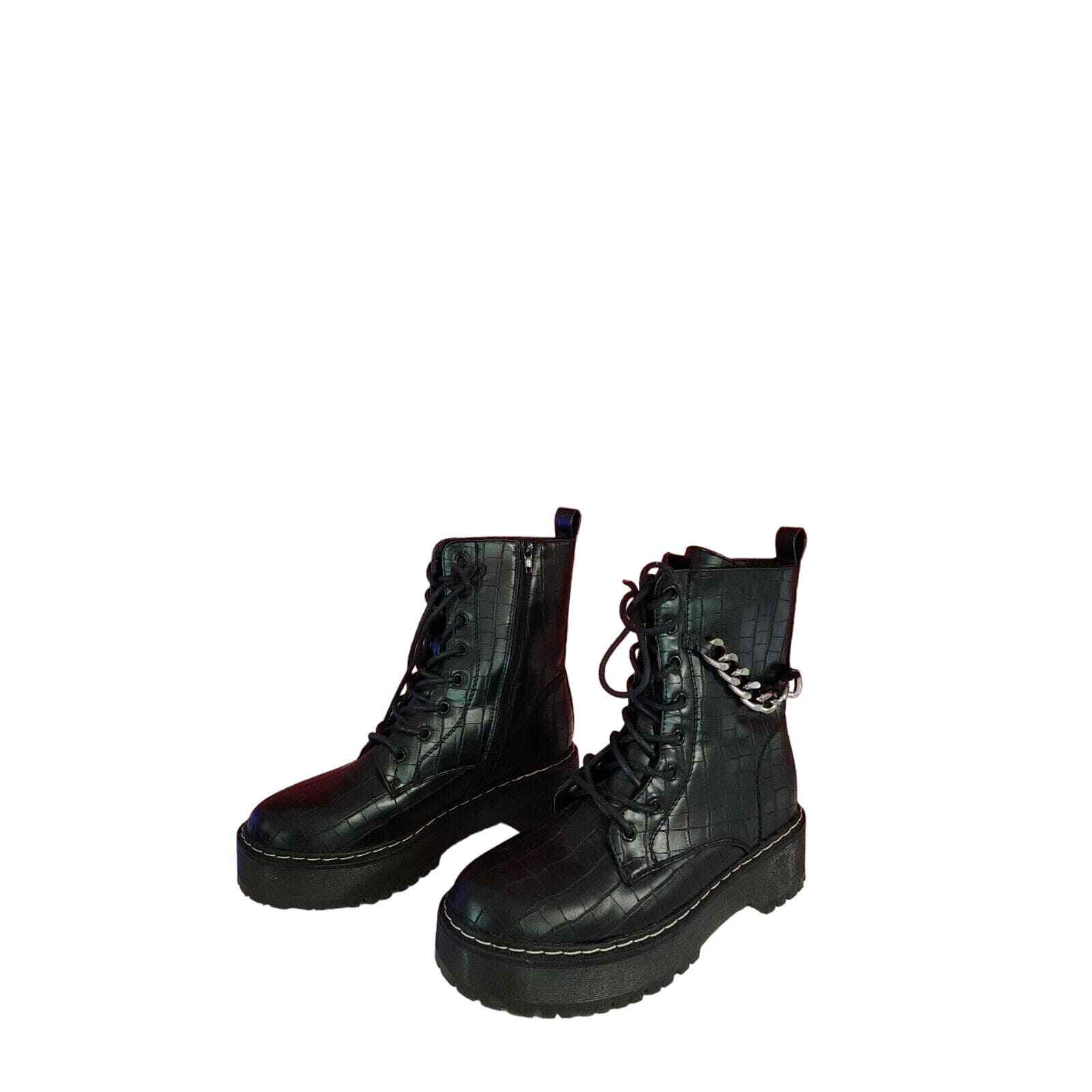 Y2K Unionbay Karlie Chunky Platform Combat Chain Blac… - Gem