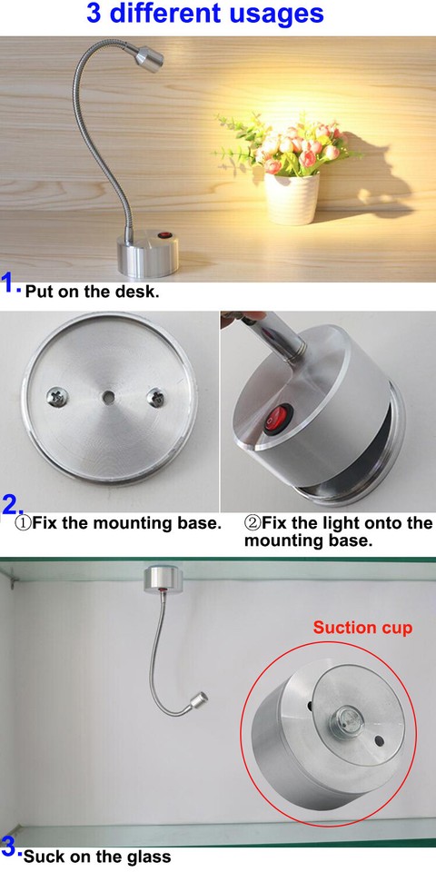 Flexible Pipe 3W LED Portable Lights Battery-Powered Picture Lamp ...