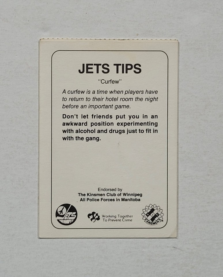 1988-89 Winnipeg Jets Police/Kinsmen Issue Randy Gilhen Autograph | eBay