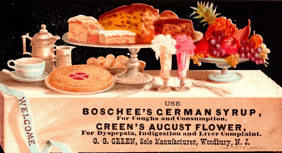 Vintage Boschee's German Syrup Quack Cure,Pastries,Victorian Trade Card ...