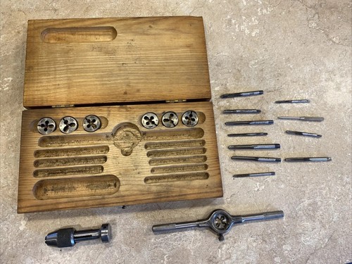VINTAGE Tools MACHINIST Taps Dies Tap Sets & Wrench Metal Threading Lot ...