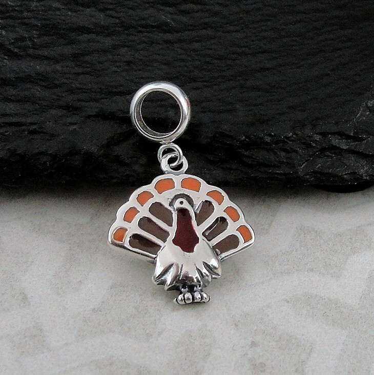 925 Sterling Silver Turkey Dangle Charm - Thanksgiving European ...