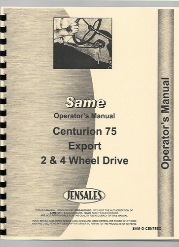 Same Centurion 75 Tractor Owners Operators Manual Export AG | eBay