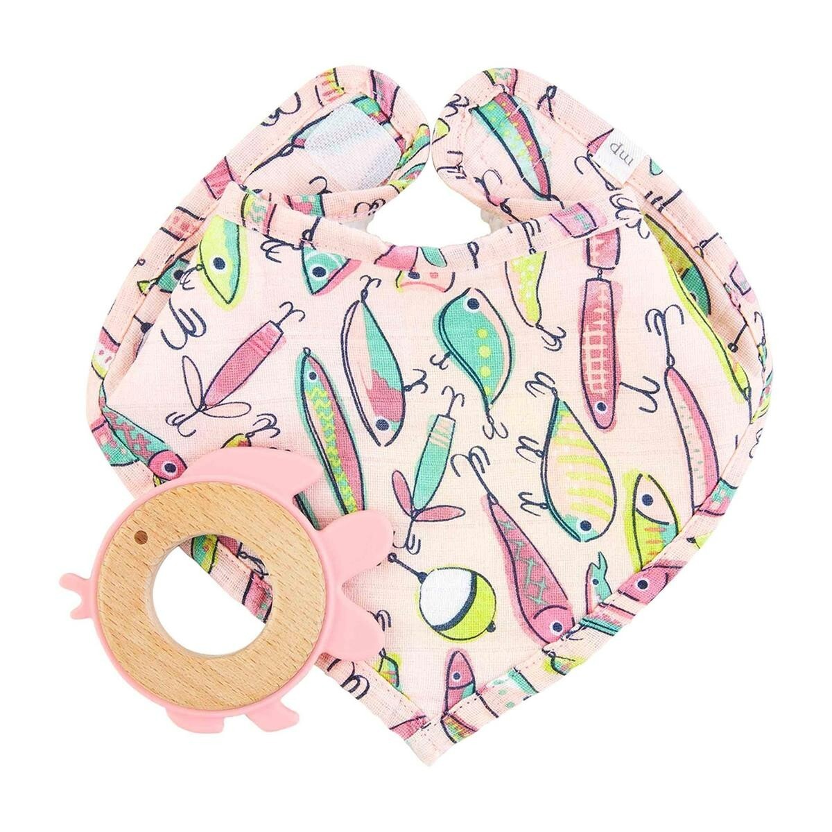 Pink Fishing Lure Bib & Teether Set NEW | eBay