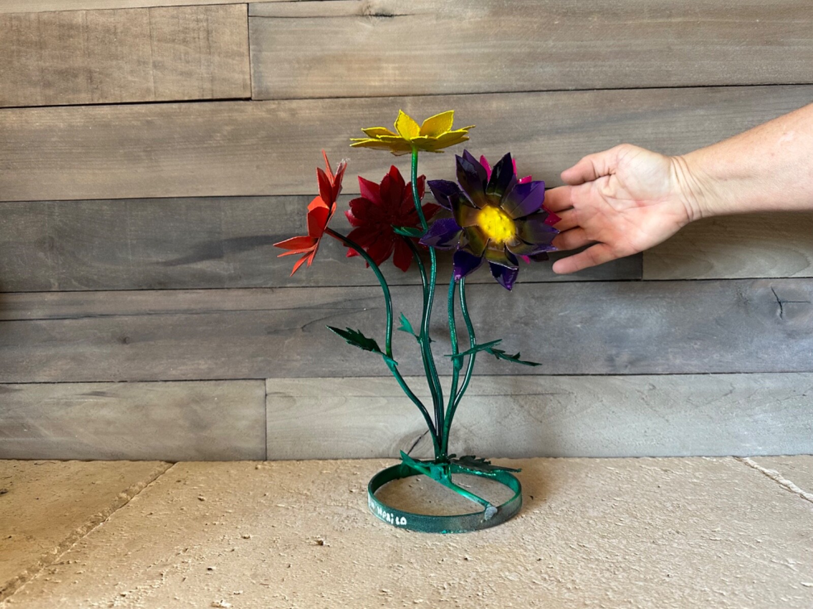 Handcrafted Rustic MINI Metal Flower Bouquet Vibrant Yard Art Flowers ...