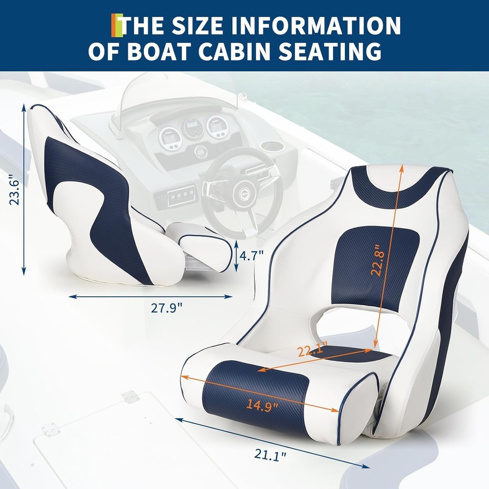 High Back Boat Seat Flip-Up Captain Bucket Seat Chair for Fishing ...