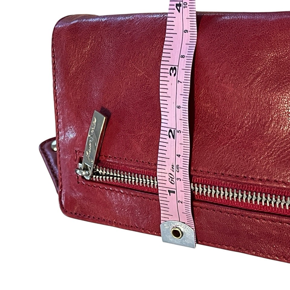 Junior Drake Wristlet Wallet Clutch Women's Red Leather Retro Style ...